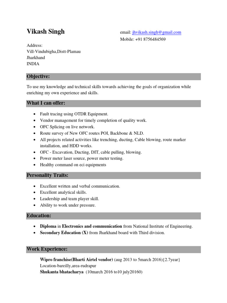 vikas resume | Download Free PDF | Telecommunications | Computing