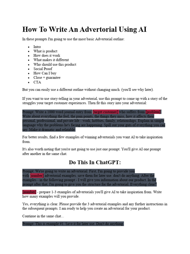 01-How To Write An Advertorial Using AI | PDF | Massage | Artificial ...