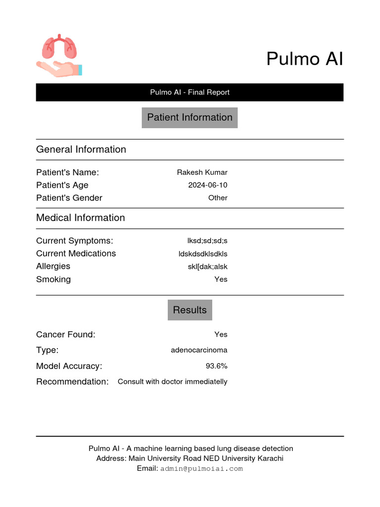 Pulmo AI: Patient Information | PDF | Wellness | Science & Mathematics