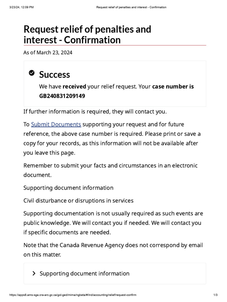 Request Relief of Penalties and Interest - Confirmation | PDF ...
