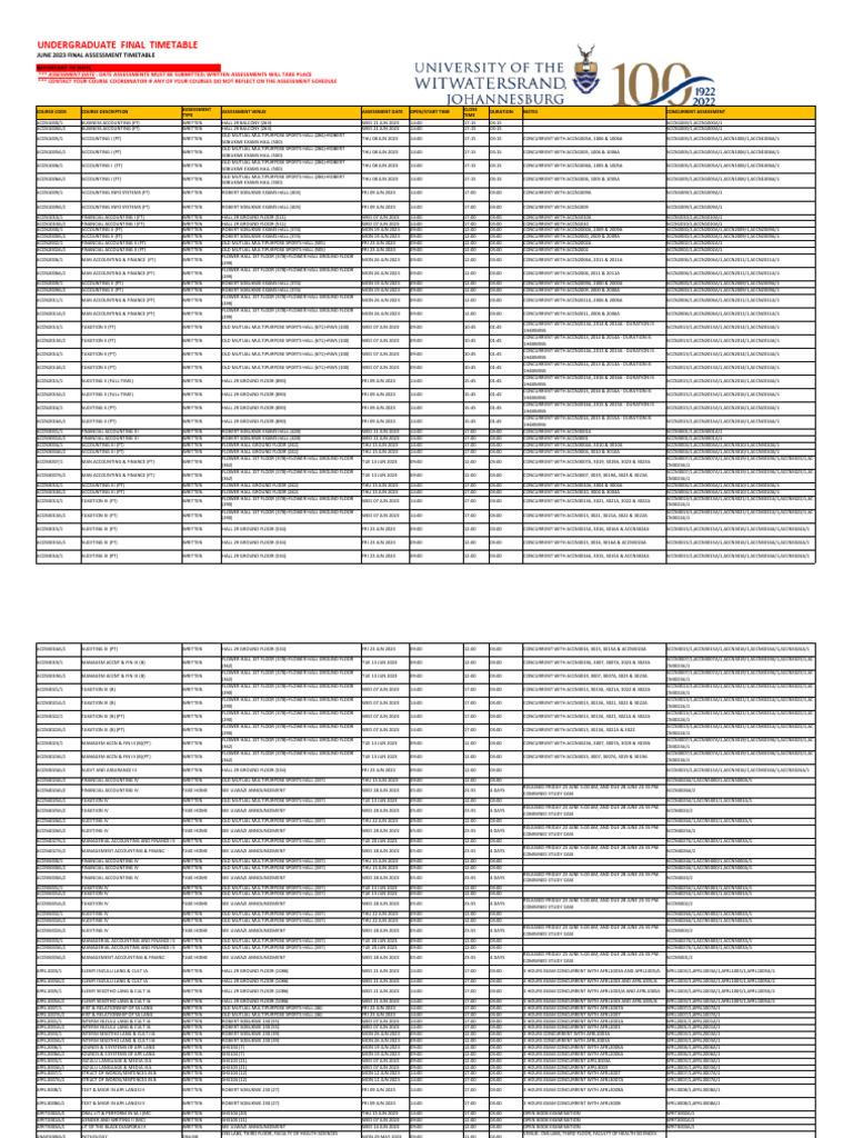 Undergraduate Timetable June23 | PDF | Technology & Engineering