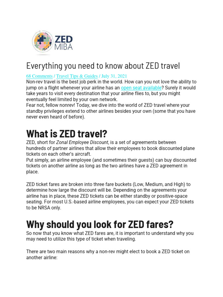 Everything You Need To Know About ZED Travel | PDF | Airlines | Aviation