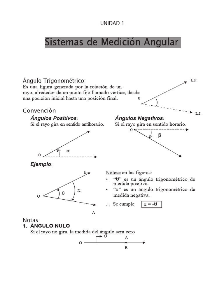 Sistema de Medición Angular | PDF | Ángulo | Trigonometría