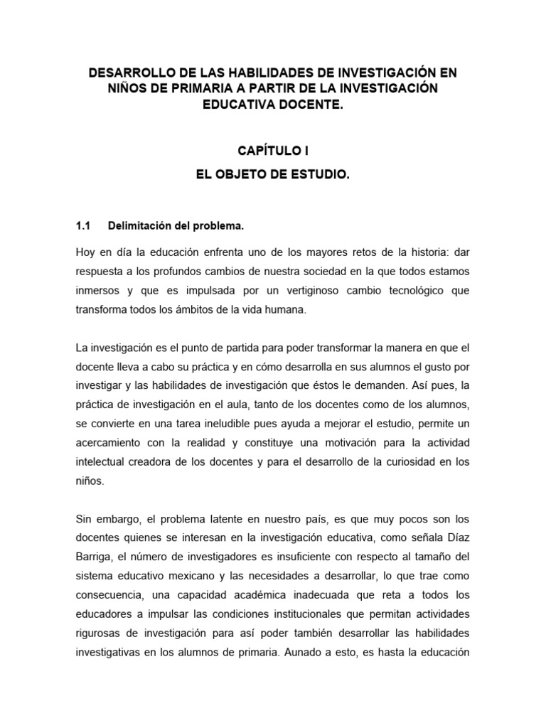Ejemplo Del Capitulo 1 de Una Tesis | PDF | Enseñando | Maestros
