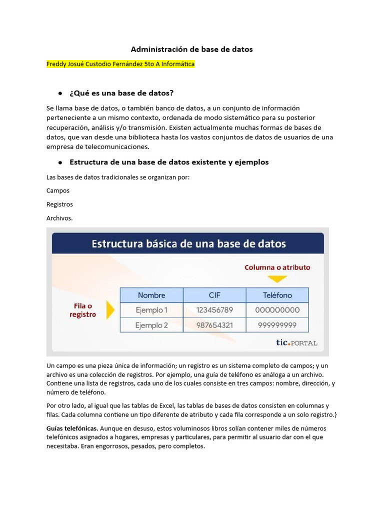 Administración de Base de Datos | PDF | Bases de datos | Mi sql