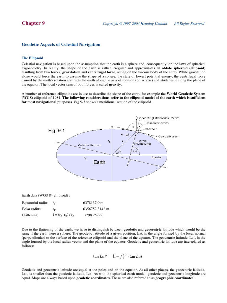 Chapter 9 - Geodetic Aspects of Celestial Navigation | PDF | Latitude ...