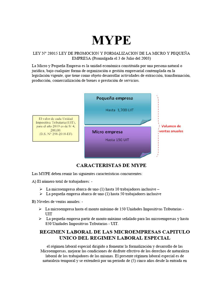 MYPE | PDF | Pequeñas y medianas empresas | Derecho laboral