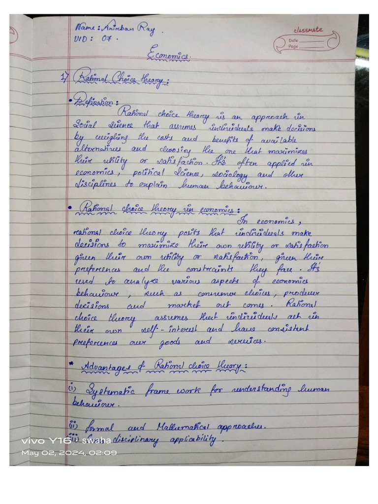 Economics, Rational Choice Theory | PDF