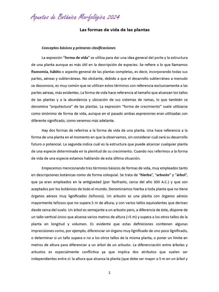 Apunte de Formas de Vida de Las Plantas | PDF | Plantas | Tallo de la ...