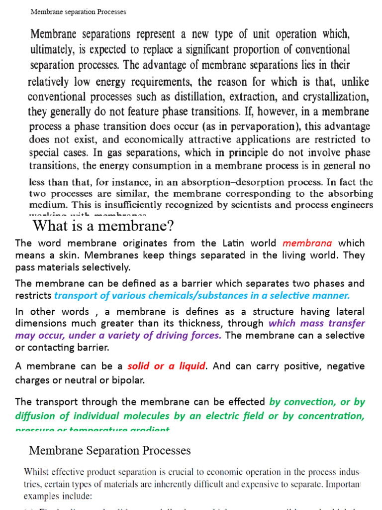 Membrane Processes | PDF | Membrane | Membrane Technology