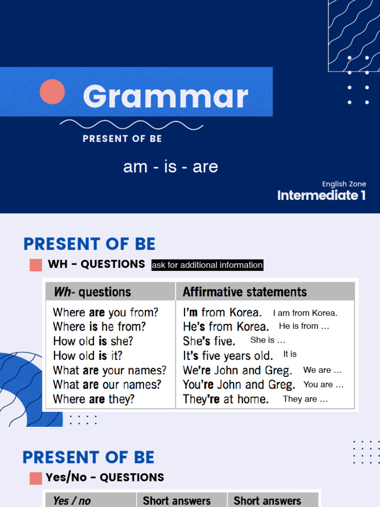 Answer Key - I1 U1 - Grammar - Present of Be | PDF | Human Communication | Linguistics