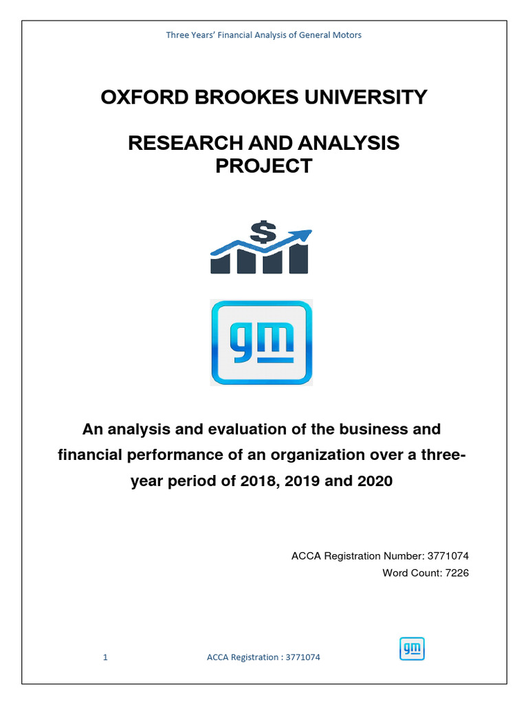 Research Report On GM and Ford Motors Three Years Financial Statement ...