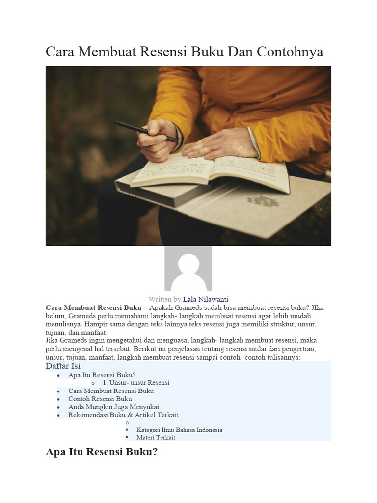 Cara Membuat Resensi Buku Dan Contohnya Pdf