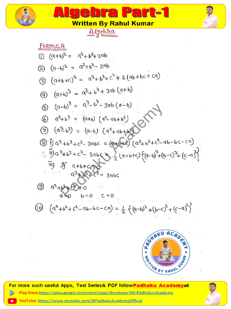 Algebra Part-1 (Advance) | PDF