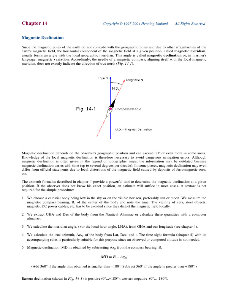 Chapter 14 - Magnetic Declination | PDF | Compass | Geophysics