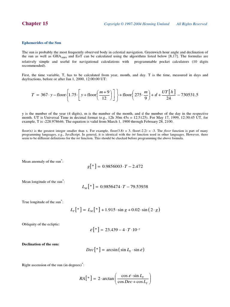 Chapter 15 - Ephemrides of The Sun | PDF | Mathematics | Arithmetic