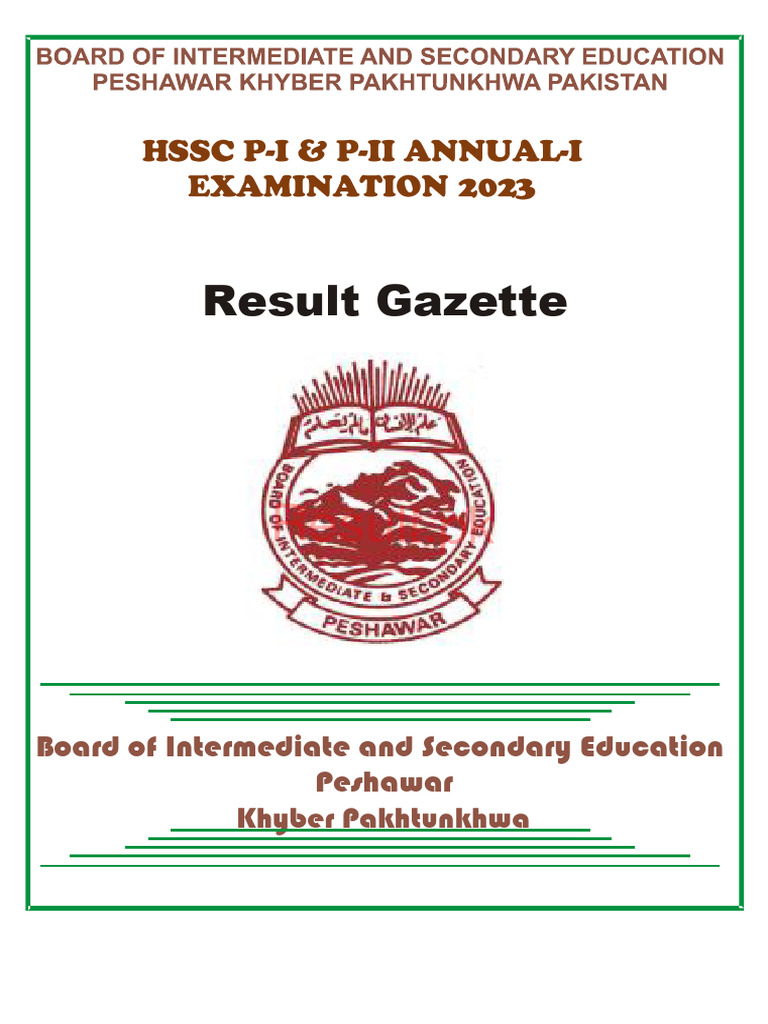 Peshawar Board HSSC Result 2023 Announced | PDF