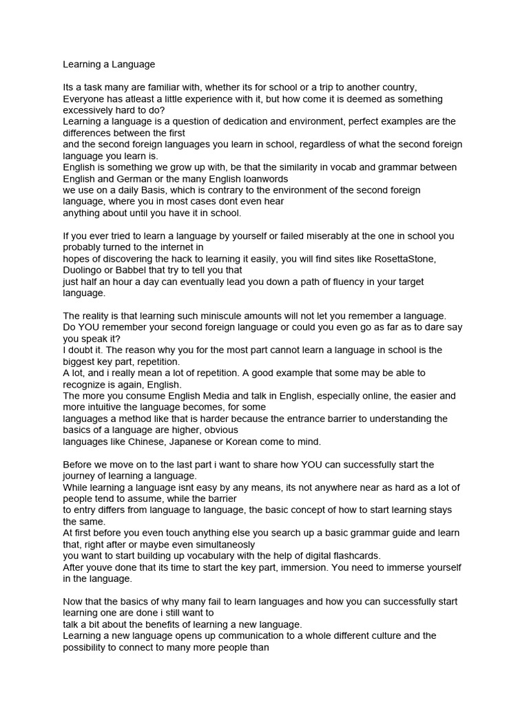 Learning A Language | Download Free PDF | Behavioural Sciences | Human ...