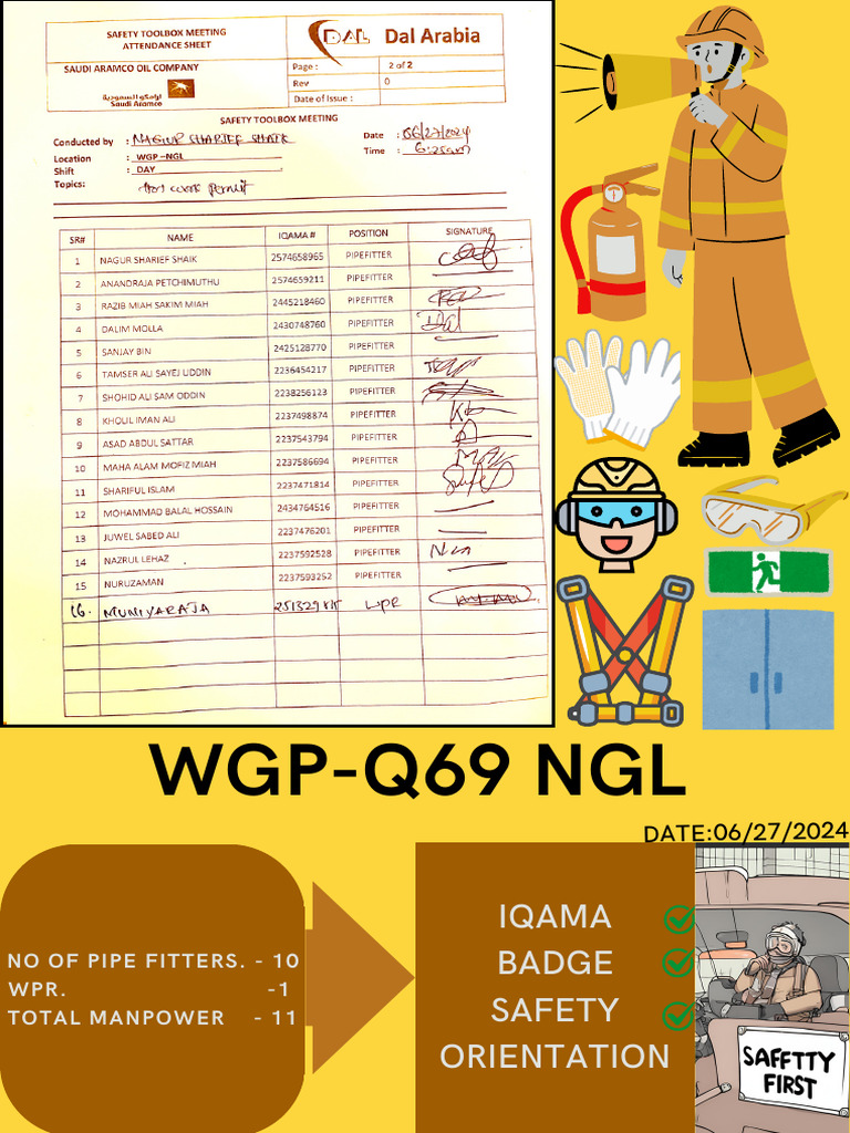 Wgp-Q69 NGL: Iqama Badge Safety Orientation | PDF
