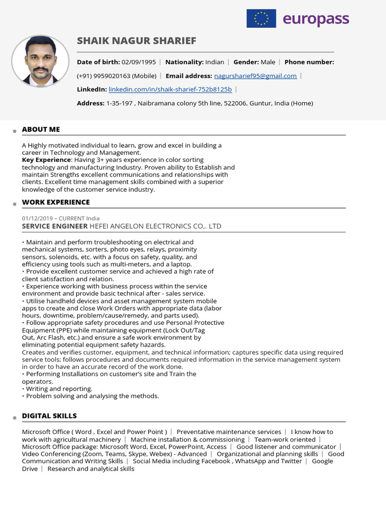 Nagur Sharief Euro CV | Download Free PDF | Microsoft Office | Microsoft
