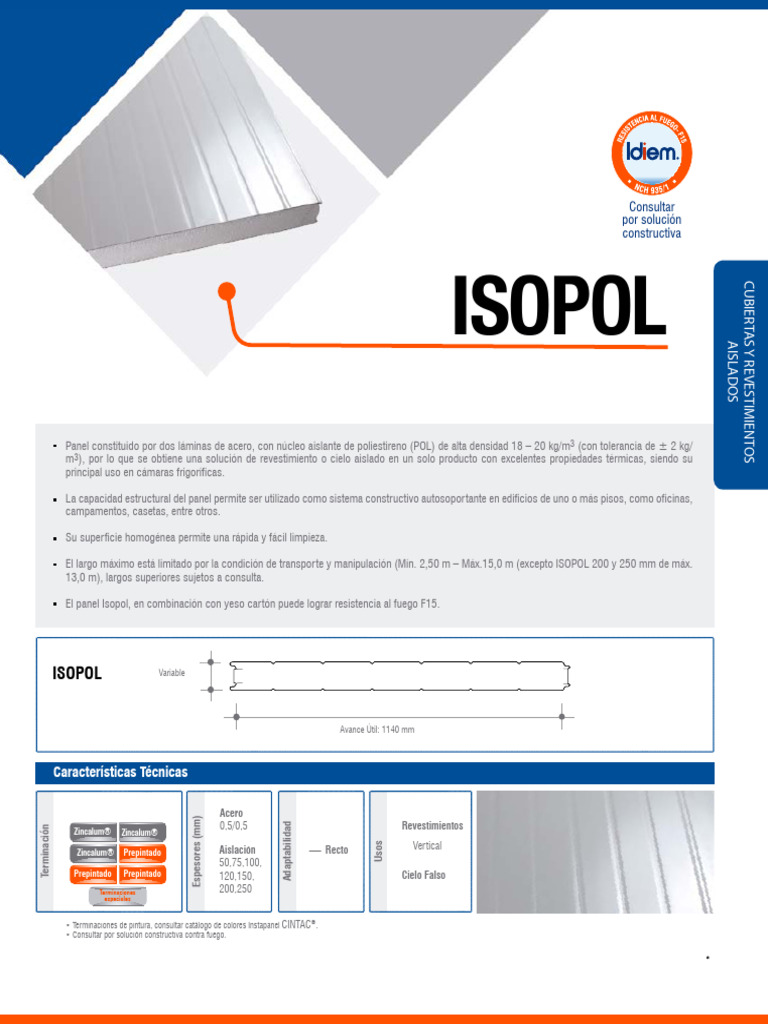 Paneles Isopol: Aislamiento y Usos | PDF | Tornillo | Acero