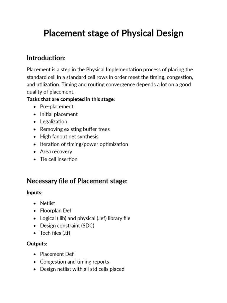 Placement Stage of Physical Design | PDF | Electrical Components ...