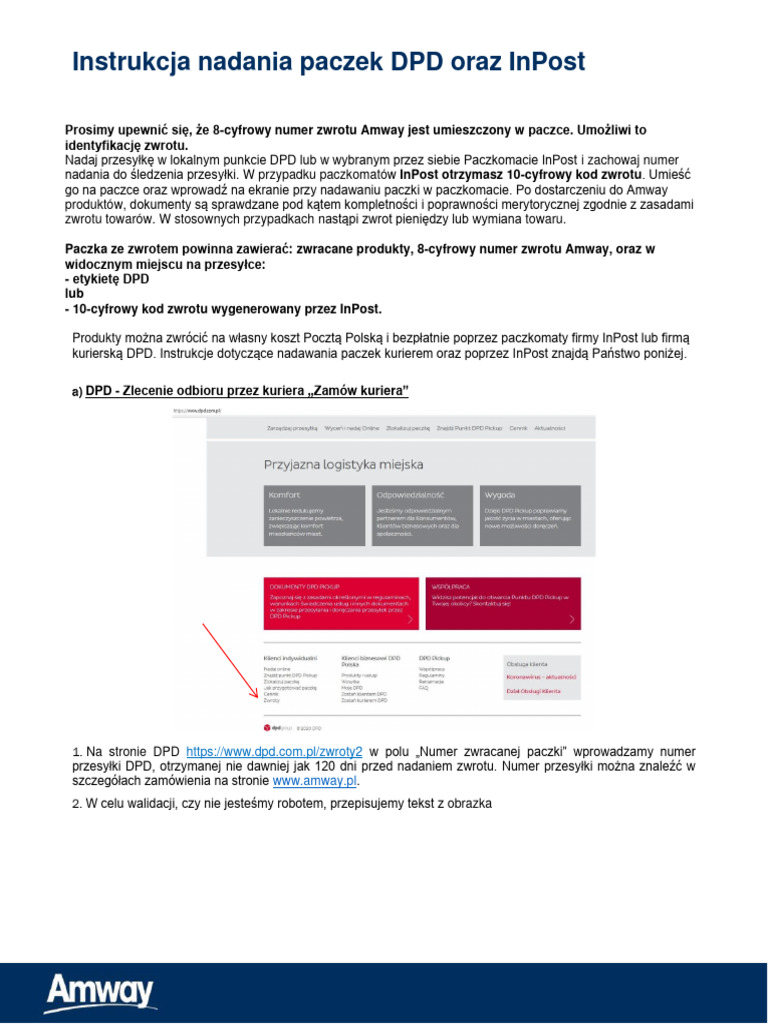 Instrukcja Nadania Paczek DPD Oraz InPost | PDF