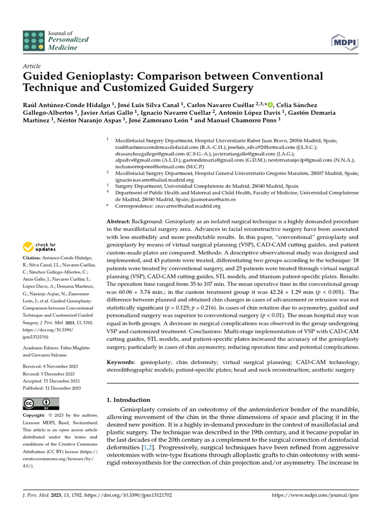 Guided Genioplasty: Comparison Between Conventional Technique and ... Guided Genioplasty: Comparison Between Conventional Technique and ...