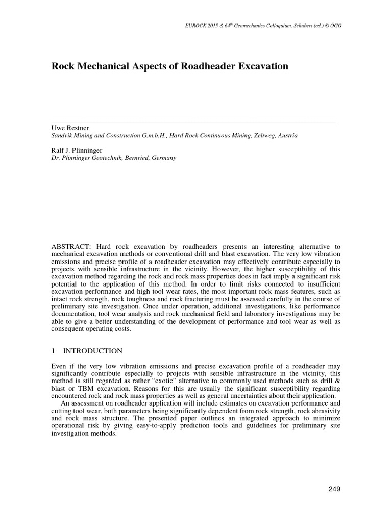 Rock Mechanical Aspects of Roadheader Excavation | PDF | Fracture ...