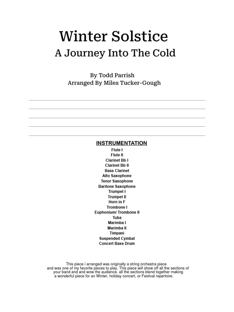 Winter Solstice Real Score and Parts | PDF | Trombone | Tenor Saxophone