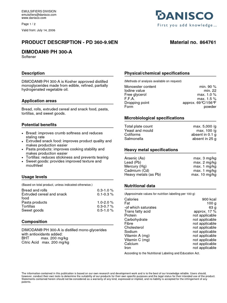Nutritional (Monoglycerid) | PDF | Nutrition Facts Label