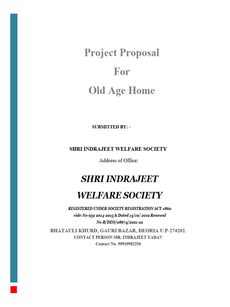 Old Age Home Project Proposal | PDF | Old Age | Ageing