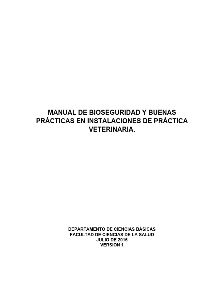 Manual de Bioseguridad y Buenas Practicas para Veterinaria | PDF ... Manual de Bioseguridad y Buenas Practicas para Veterinaria | PDF ...