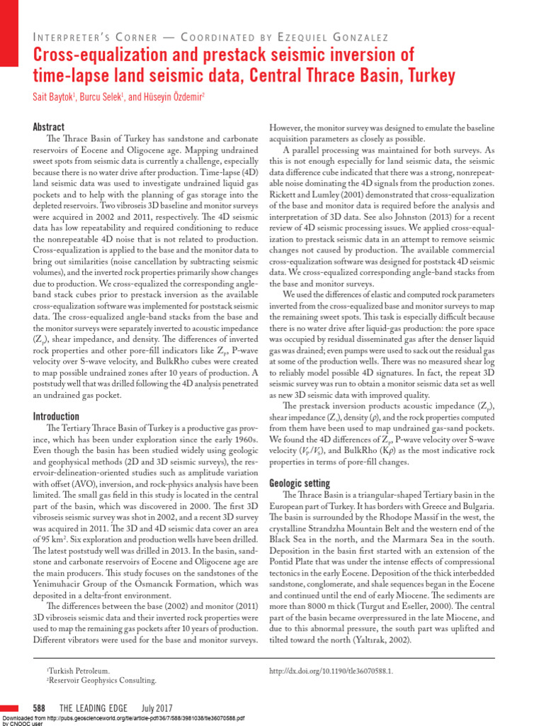Seismic Inversion in Thrace Basin Gas Study | PDF | Reflection Seismology | Seismology