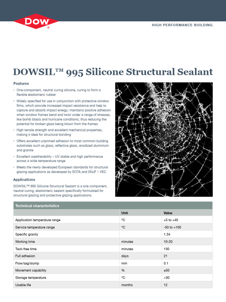 62 1266 01 Dowsil 995 Silicone Structural Sealant | PDF | Silicone ...