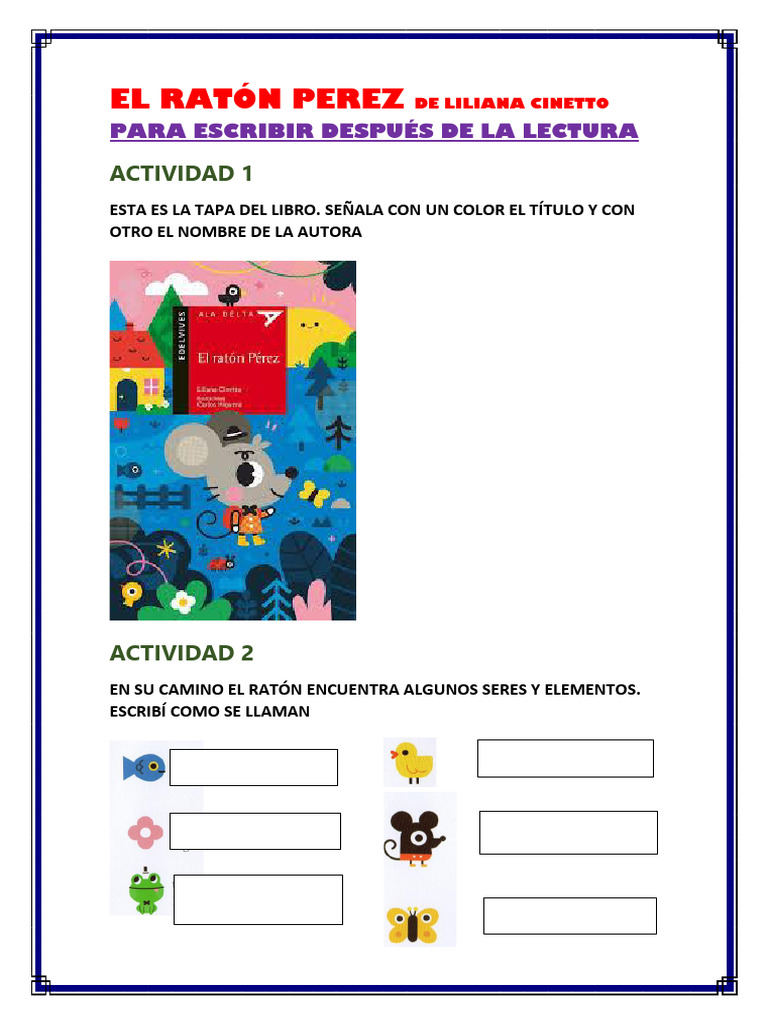 Ratón Pérez: Actividades de Lectura | PDF | Poesía | Ficción general