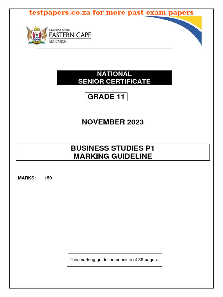 Business Studies p1 Gr11 Memo Nov2023 - English | PDF | Employment | Final Good
