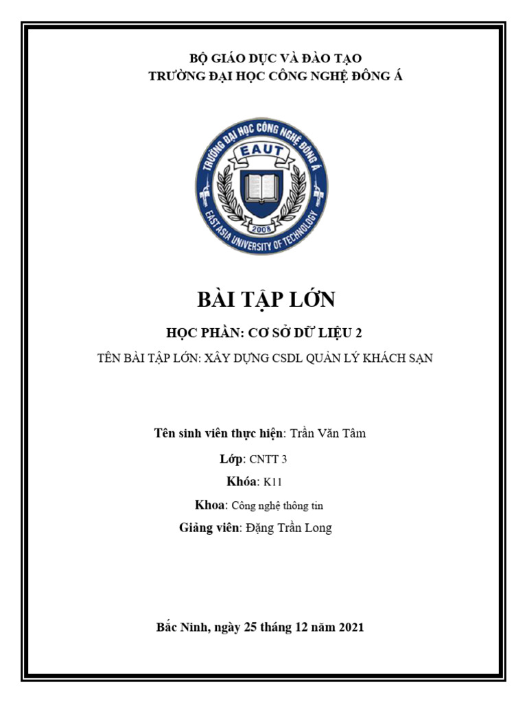 BaoCao - CSDL 2 - Trần Văn Tâm-20201125 | PDF