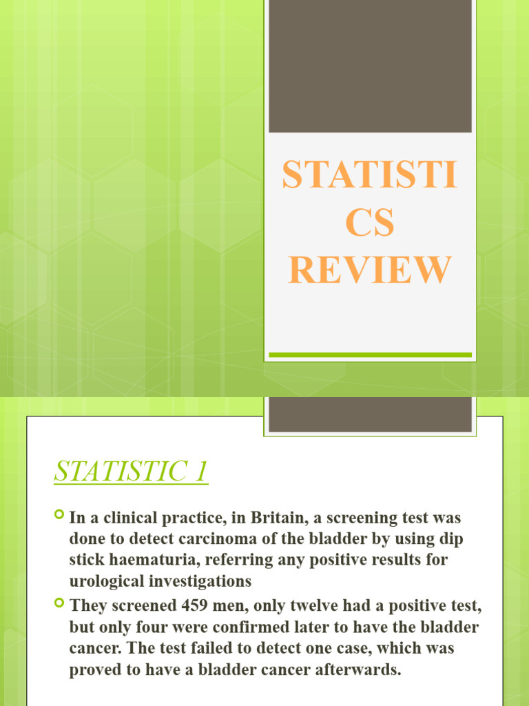 Statiscs PPTX 1 | PDF | Sensitivity And Specificity | Medical Statistics