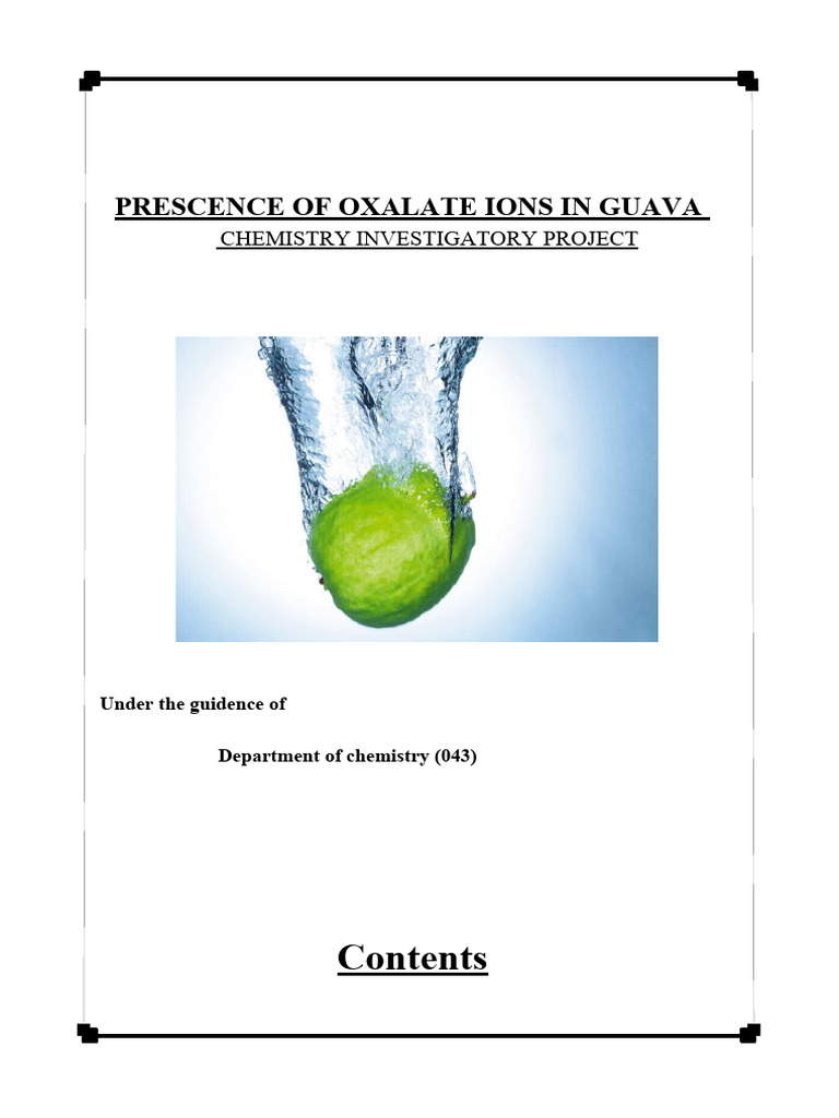 Oxalate Ion Analysis in Guava Fruit | PDF | Chemistry