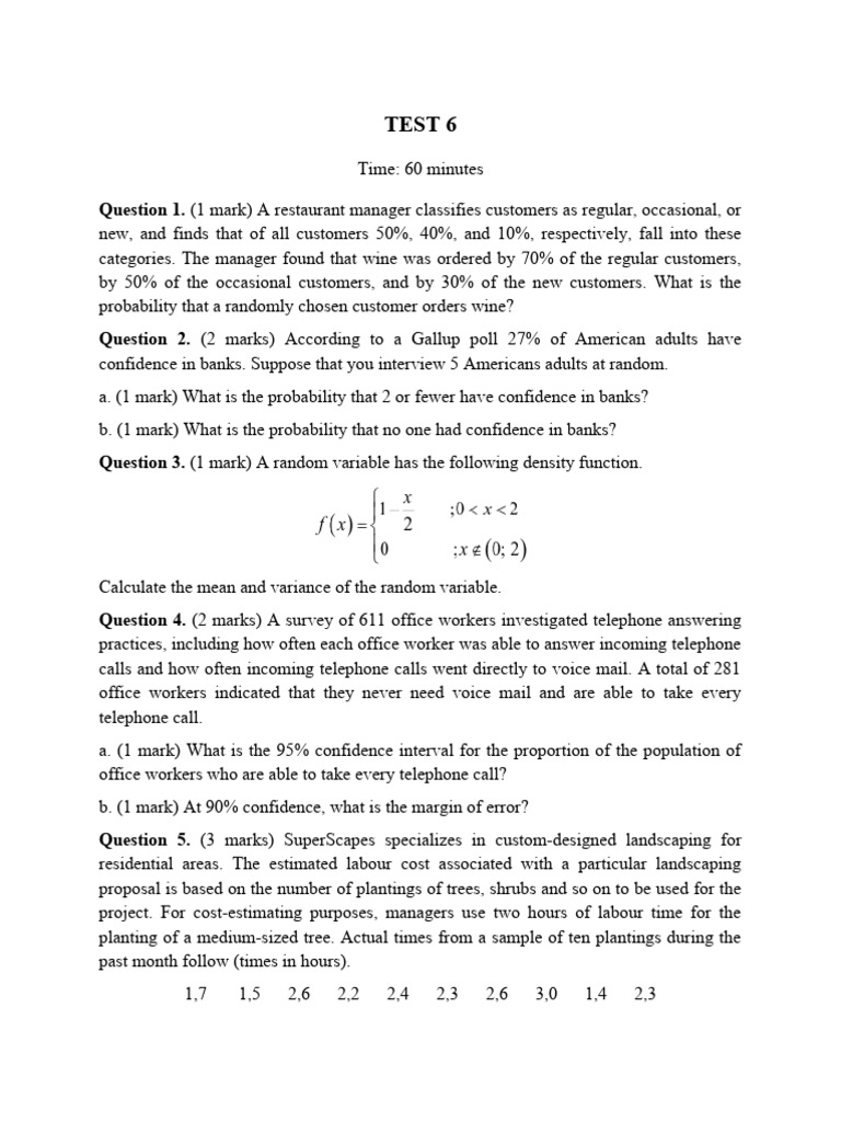 Sample Test 6, 7, 8 | PDF | Confidence Interval | Statistics