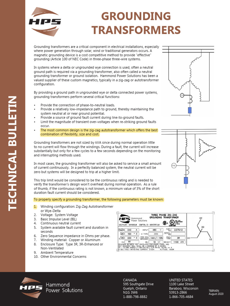 HPS Grounding Transformers | PDF | Transformer | Power Engineering