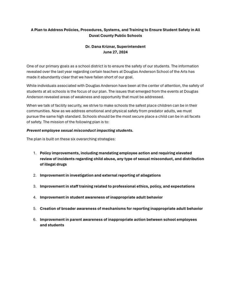 Plan For Student Safety | PDF | Child Abuse | Safety