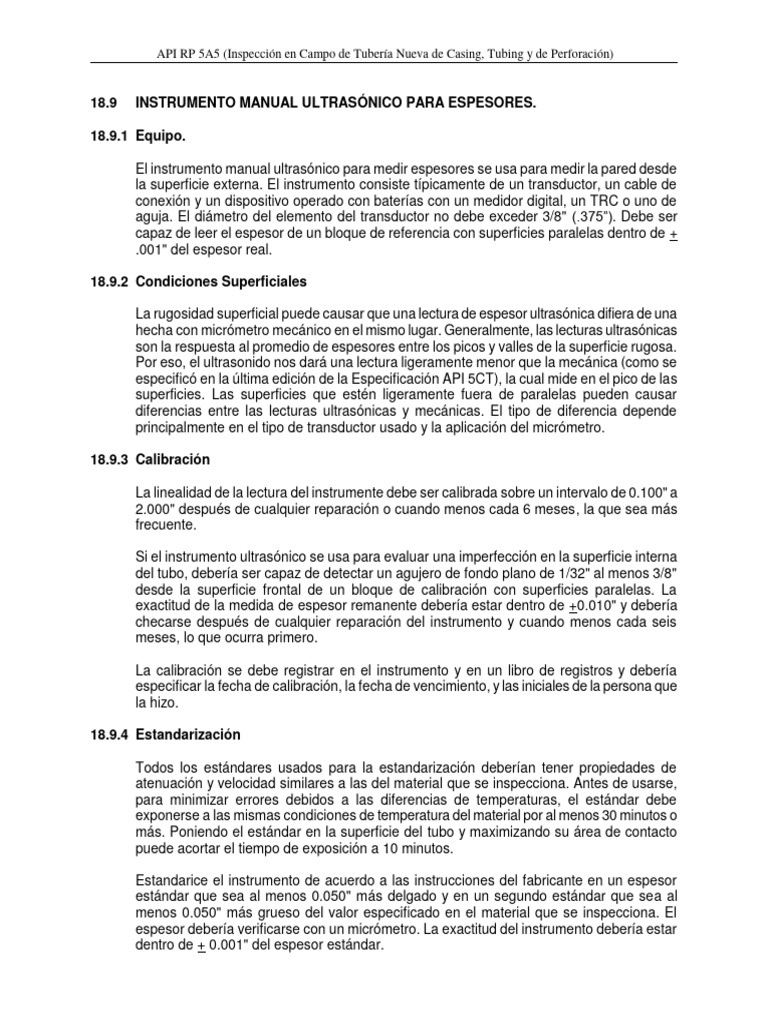 3 - API 5A5 Sec 17 | PDF | Ultrasonido | Calibración