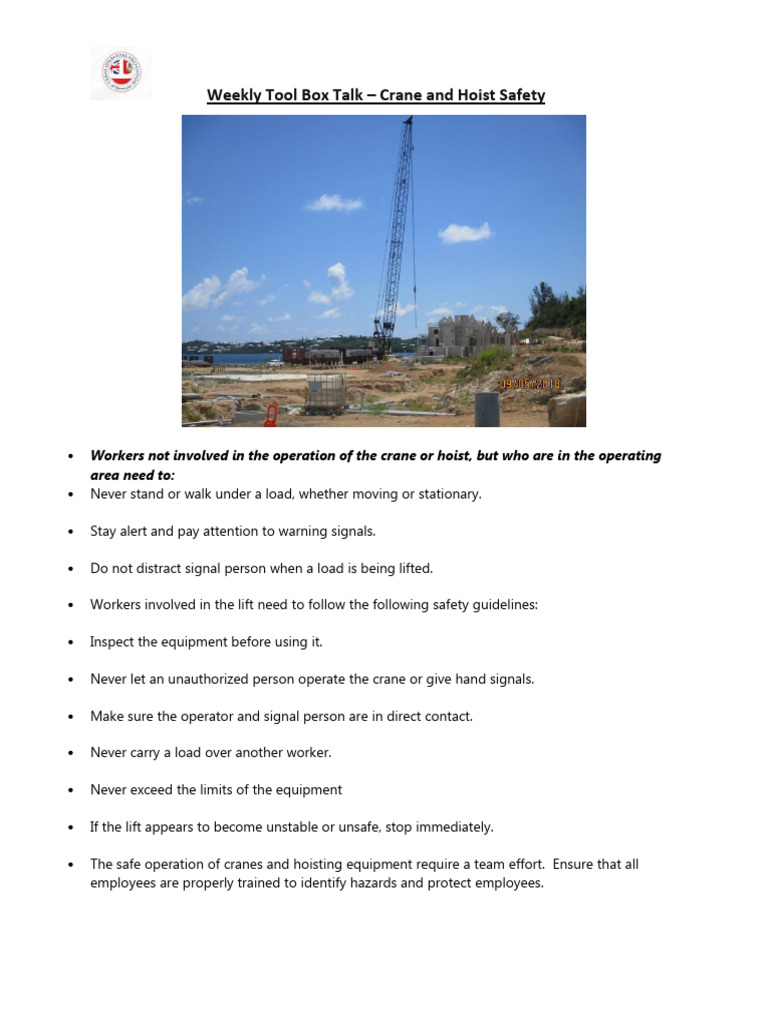 Cranes Weekly Tool Box Talk 1 | PDF