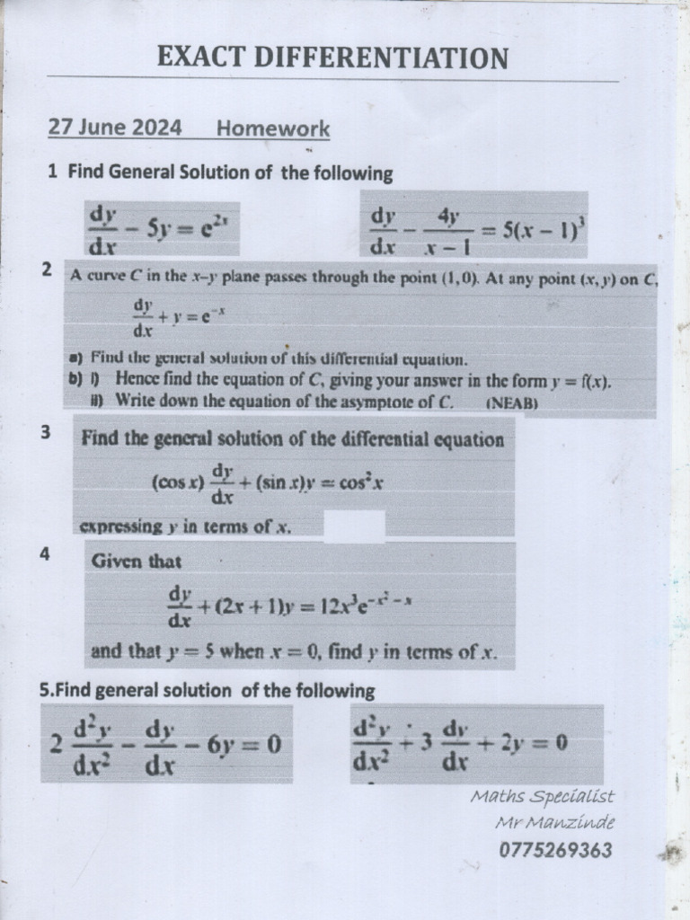 Homework Diff 2 | PDF