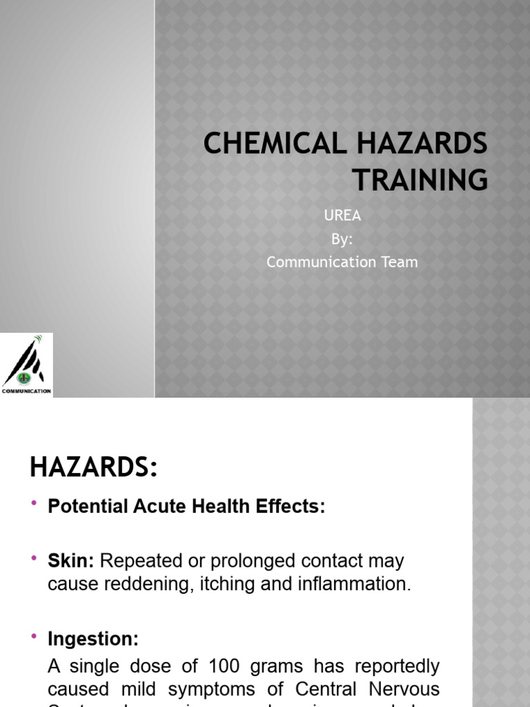 Urea Chemical Hazards Training Guide | PDF | Hypothermia | Human Eye