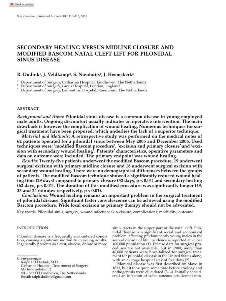 Dudink Et Al 2011 Secondary Healing Versus Midline Closure and Modified ...