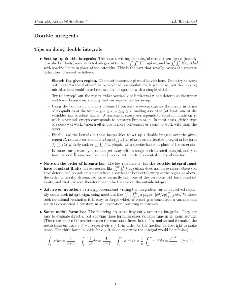 408 Double Integrals | PDF | Integral | Variable (Mathematics)