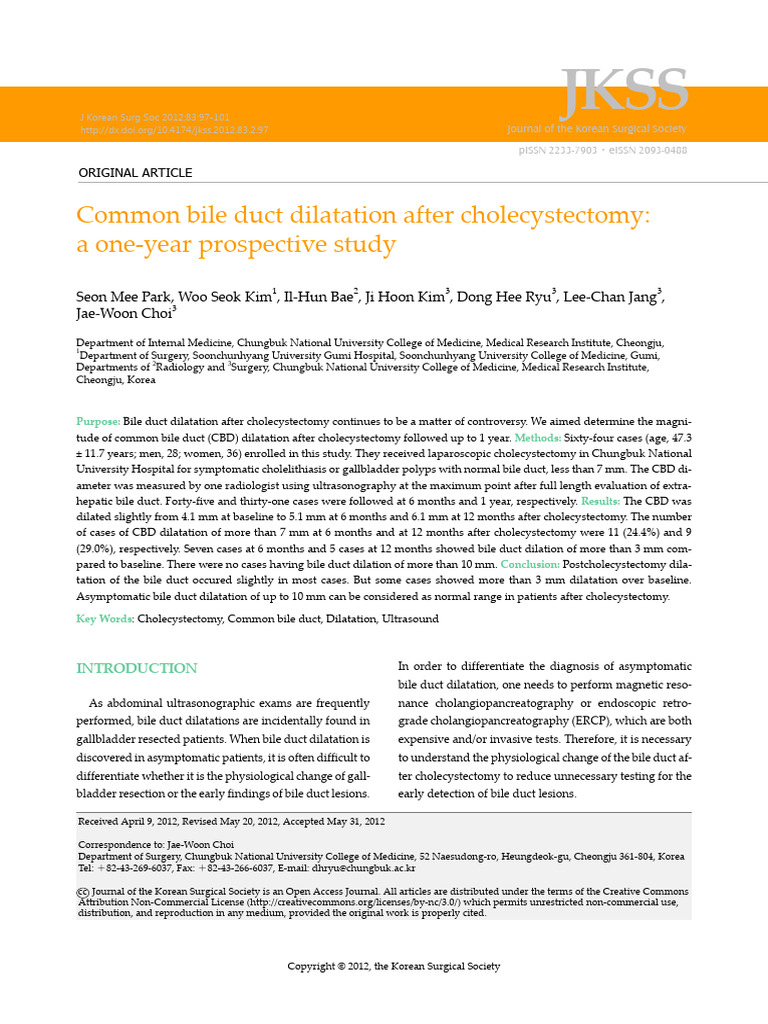 CBD Dilatation 1 | PDF | Gallbladder | Bile